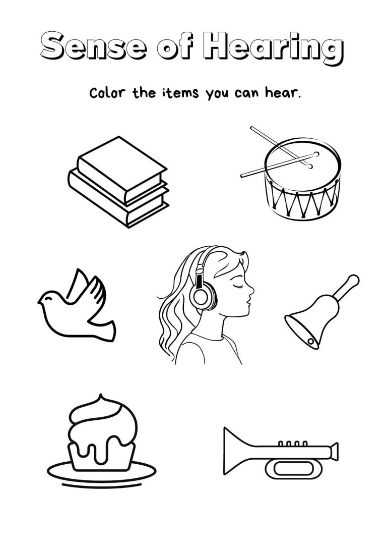Five Senses Coloring Pages (Free + Printable) | Kokoprint.com