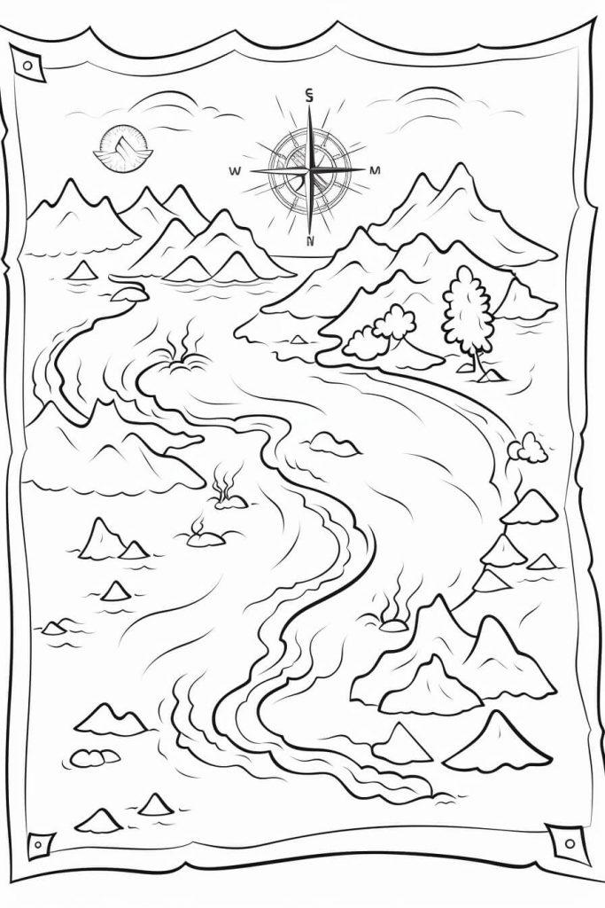 Treasure Map Coloring Page (Free + printable)