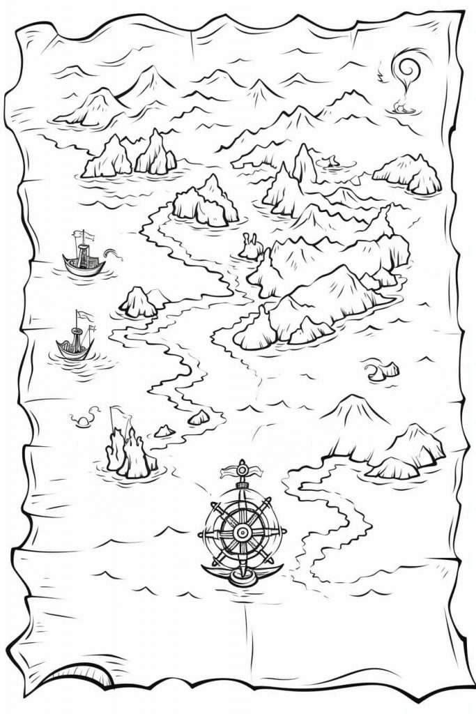 Treasure Map Coloring Page (Free + printable)