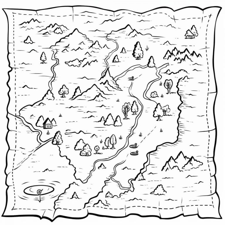 Treasure Map Coloring Page (Free + printable)