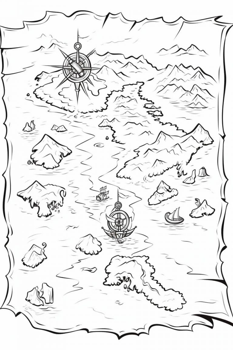 Treasure Map Coloring Page (Free + printable)
