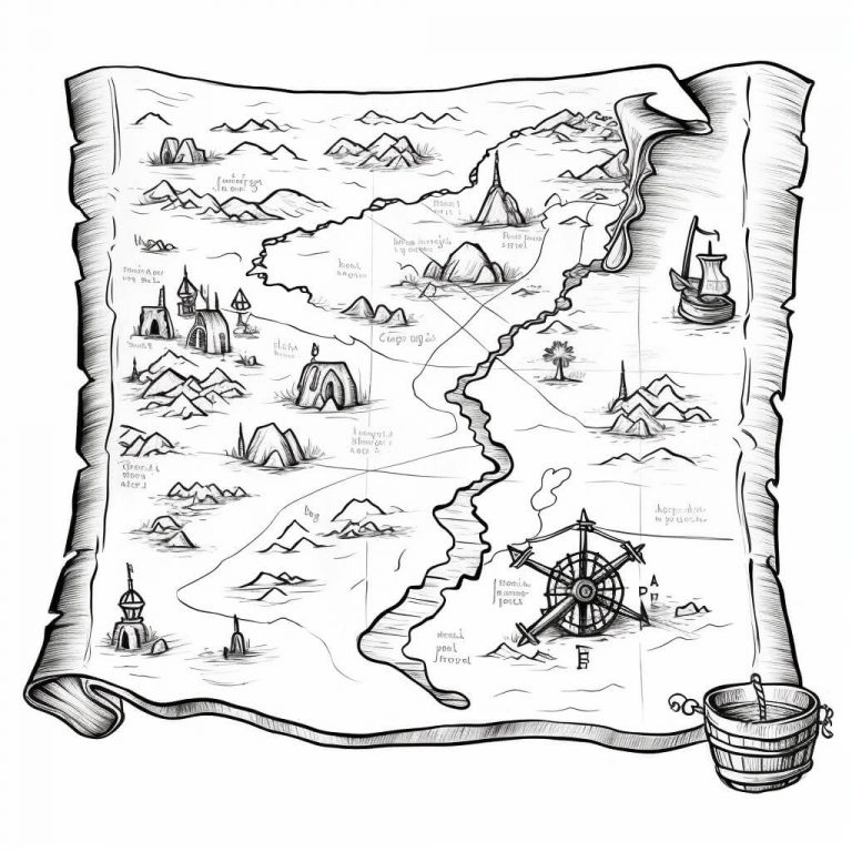 Treasure Map Coloring Page (Free + printable)