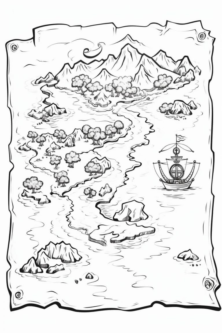 Treasure Map Coloring Page (Free + printable)