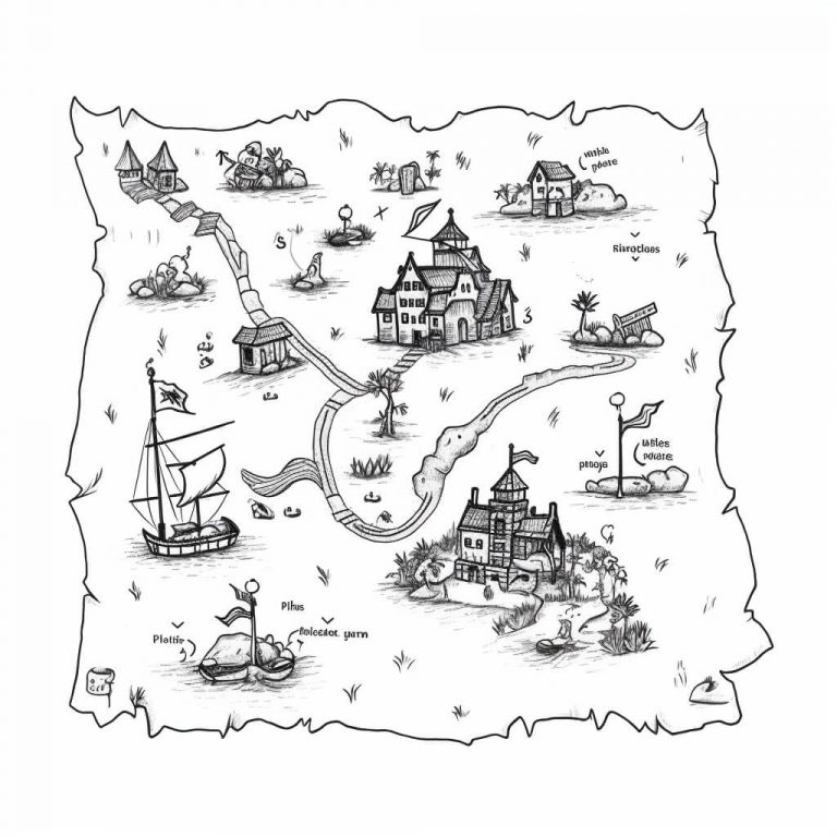 Treasure Map Coloring Page (Free + printable)