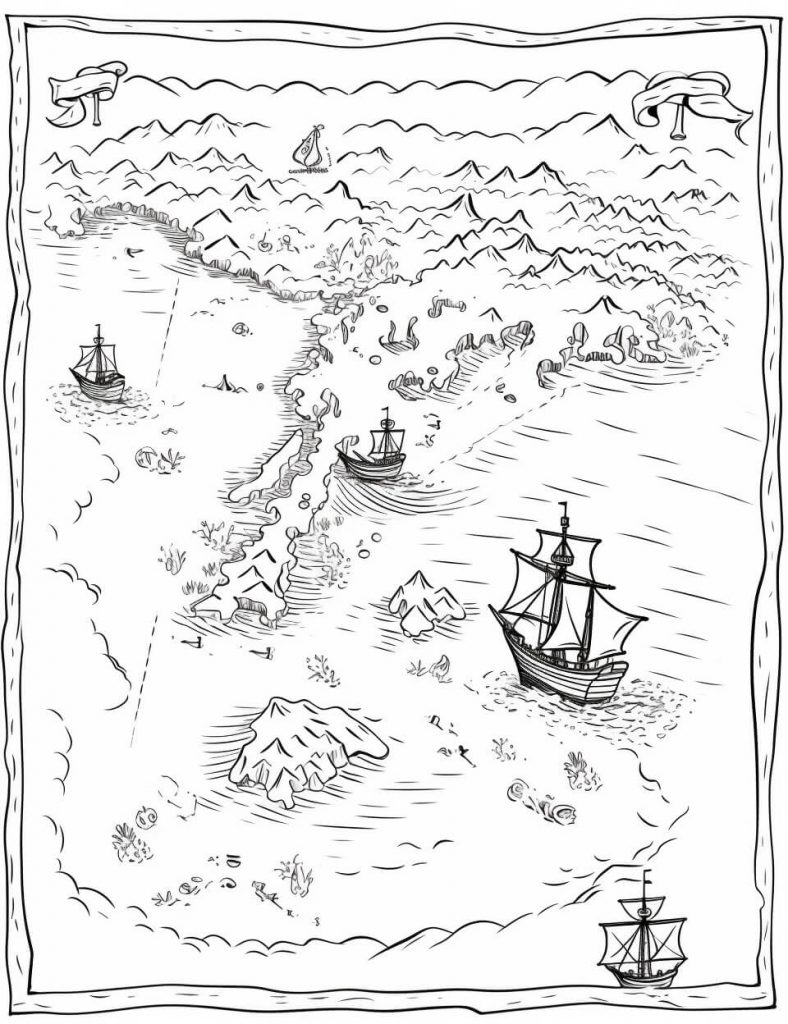 Treasure Map Coloring Page (Free + printable)