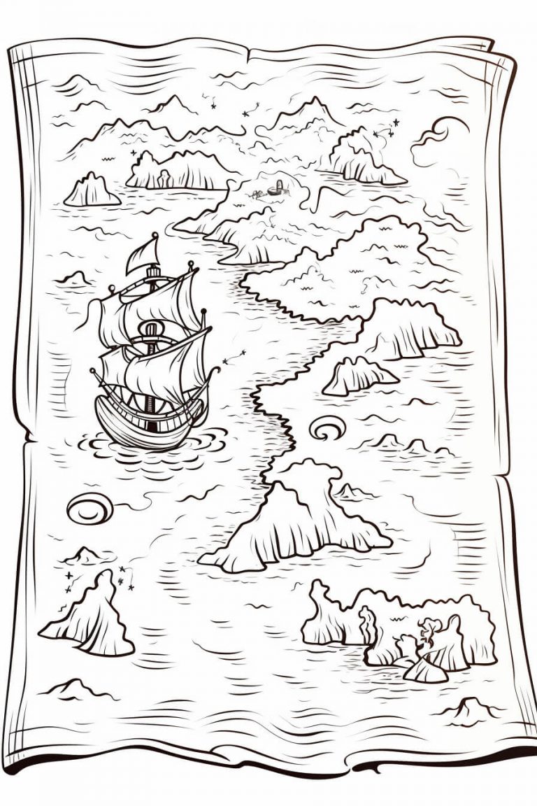 Treasure Map Coloring Page (Free + printable)