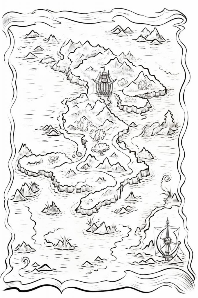 Treasure Map Coloring Page (Free + printable)