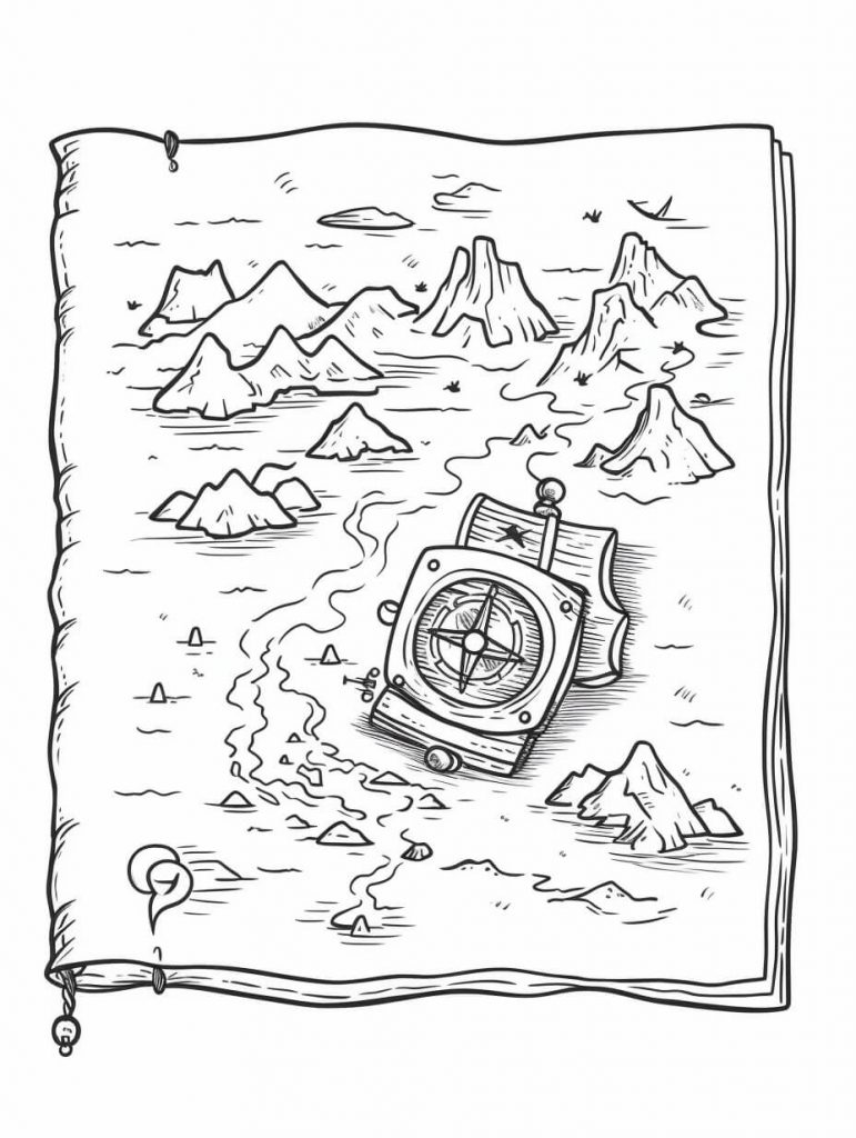 Treasure Map Coloring Page (Free + printable)
