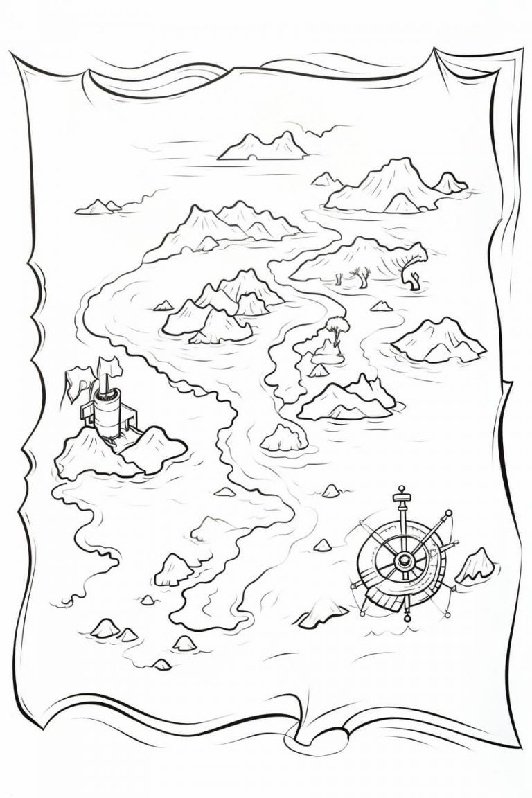 Treasure Map Coloring Page (Free + printable)