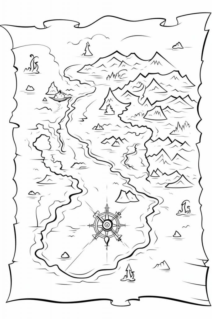 Treasure Map Coloring Page (Free + printable)