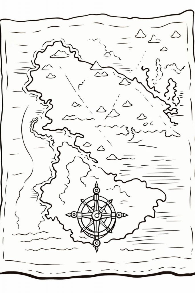 Treasure Map Coloring Page (Free + printable)