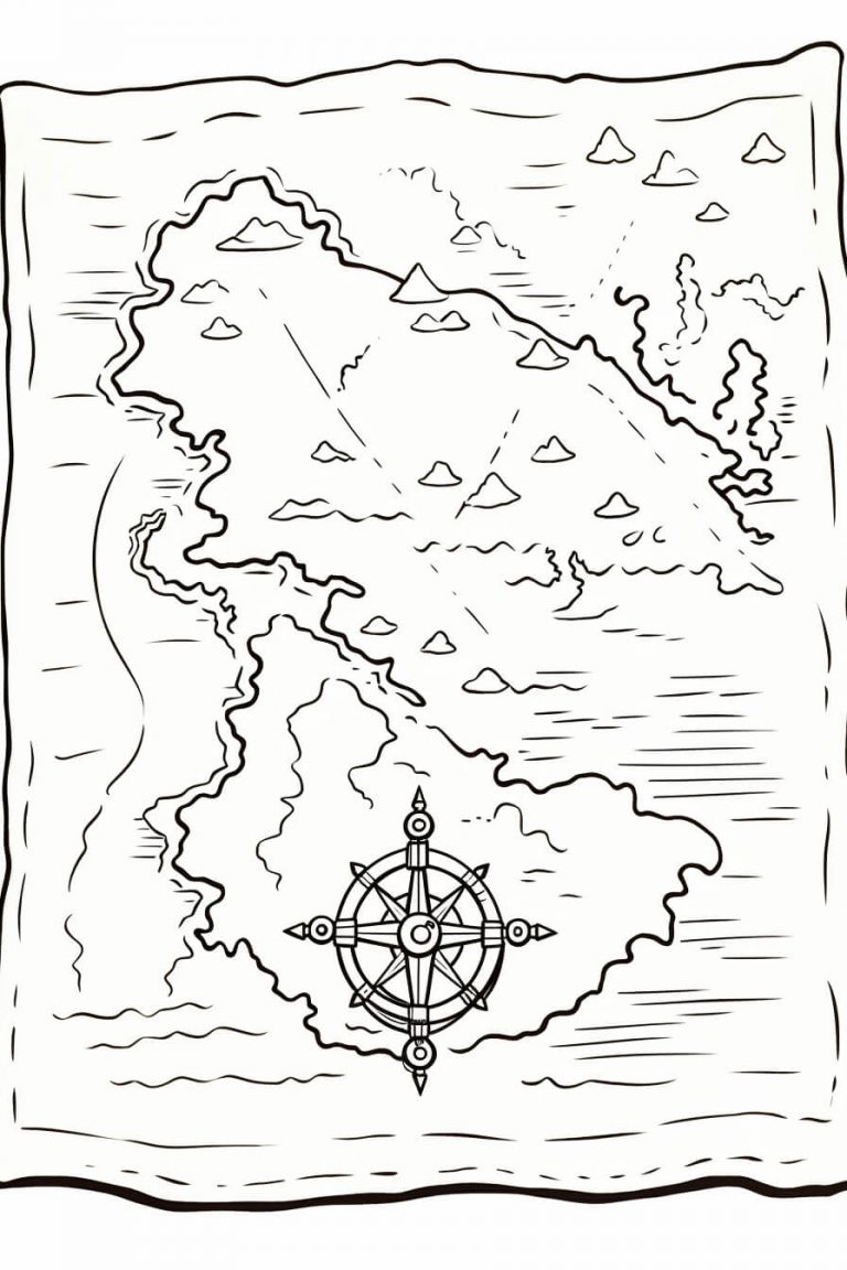 Treasure Map Coloring Page (Free + printable)