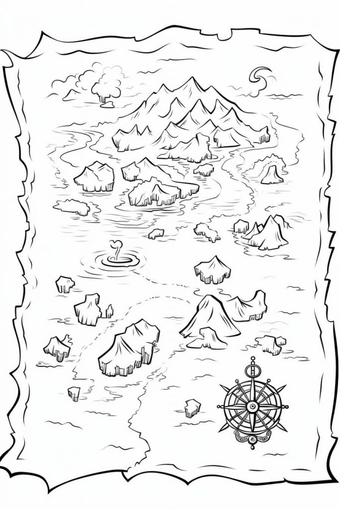 Treasure Map Coloring Page (Free + printable)