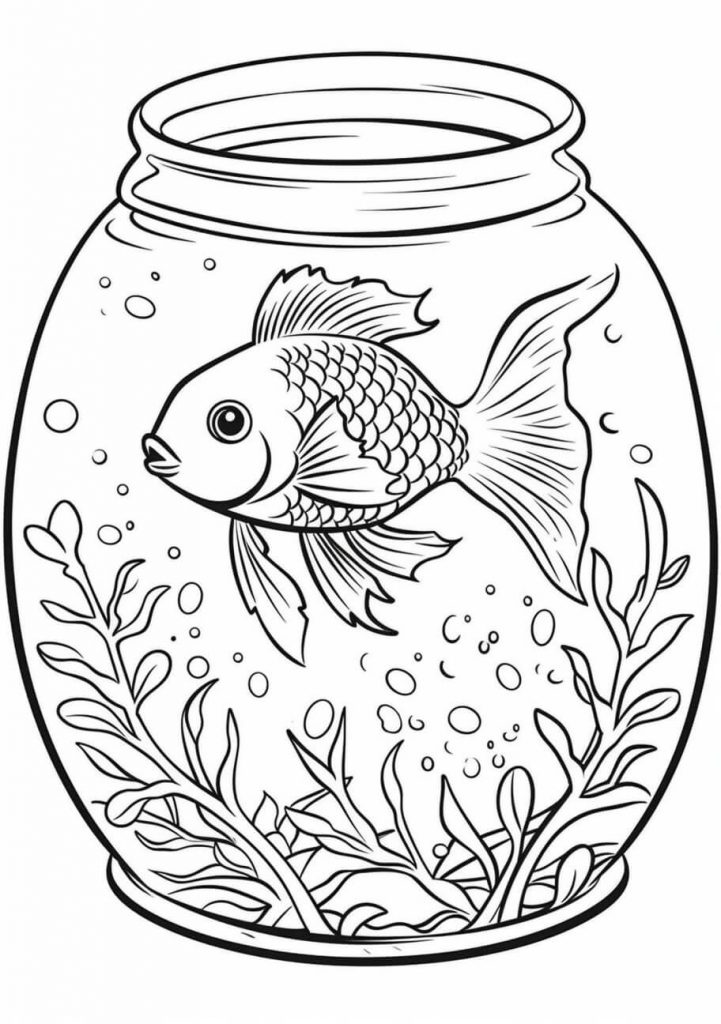 Aquarium coloring sheet (free + printable)