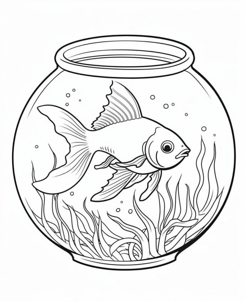 Aquarium coloring sheet (free + printable)