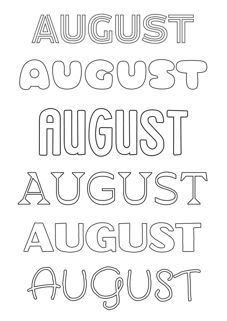 August Color Sheets (Free & Printable)