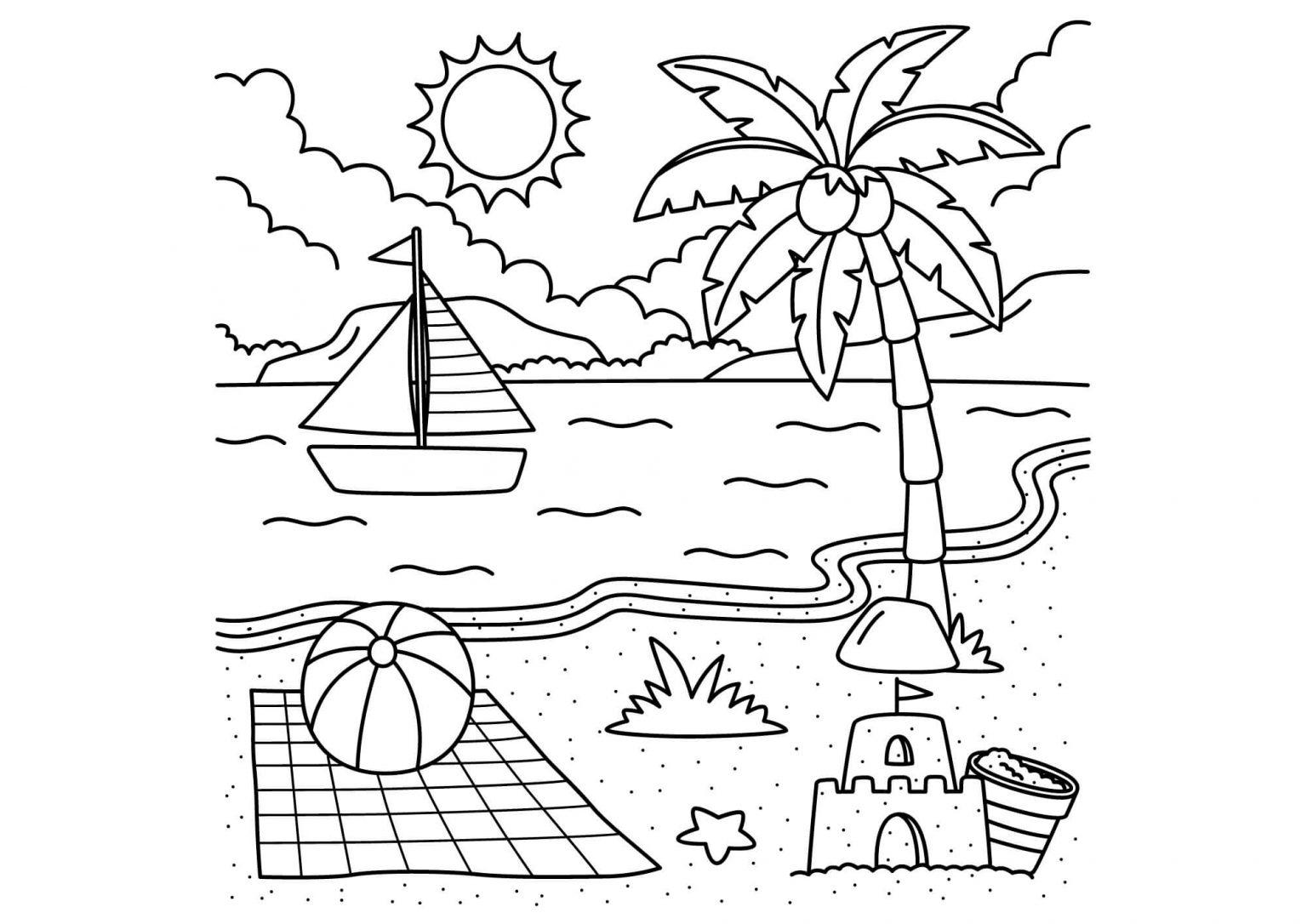 Beach Color Sheets (Free + Printable) | Kokoprint.com