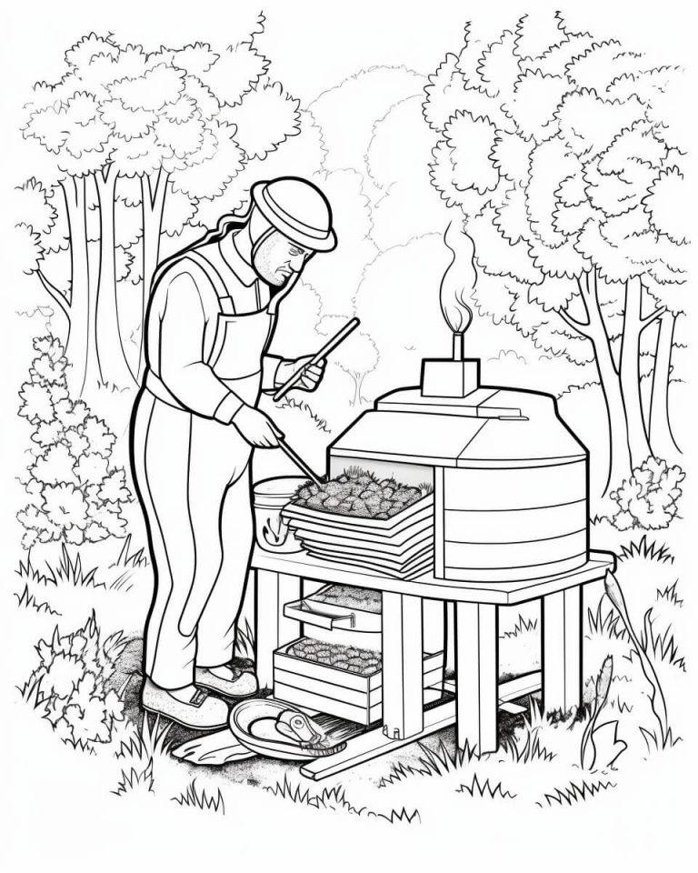 Bee hive Colouring Sheet (Free + Printable) | Kokoprint.com