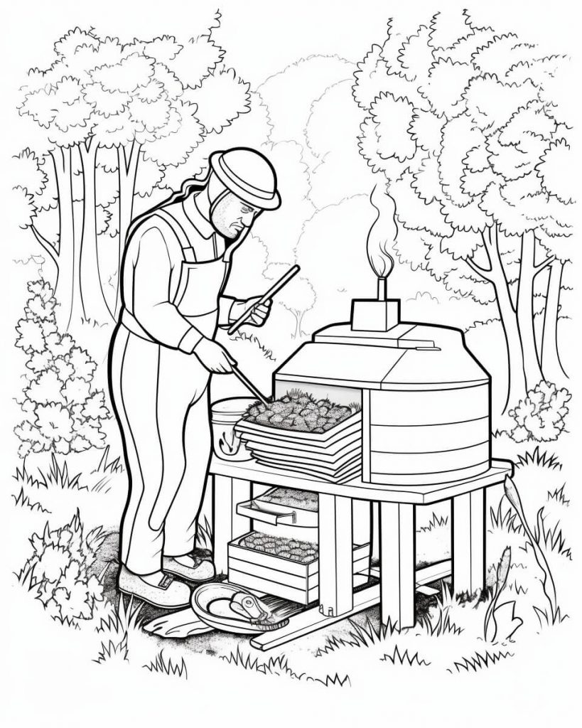 Bee hive Colouring Sheet (Free + Printable) | Kokoprint.com