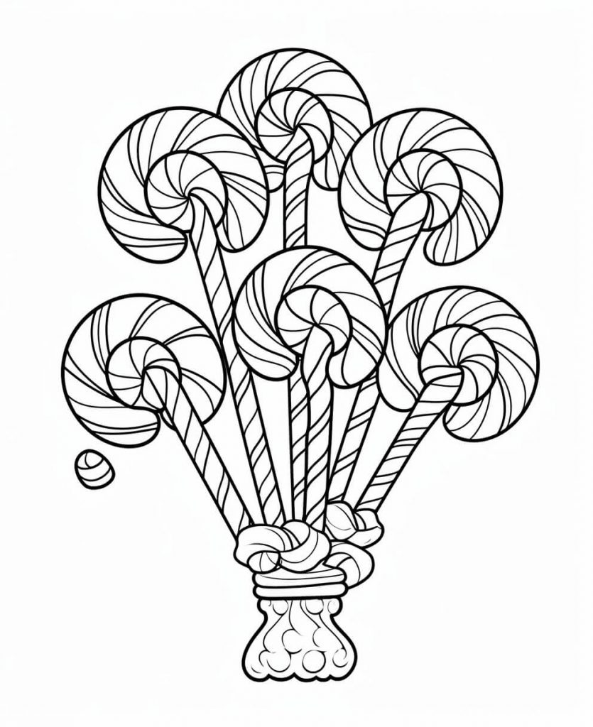 Candy Cane Coloring Sheet (Free & Printable)