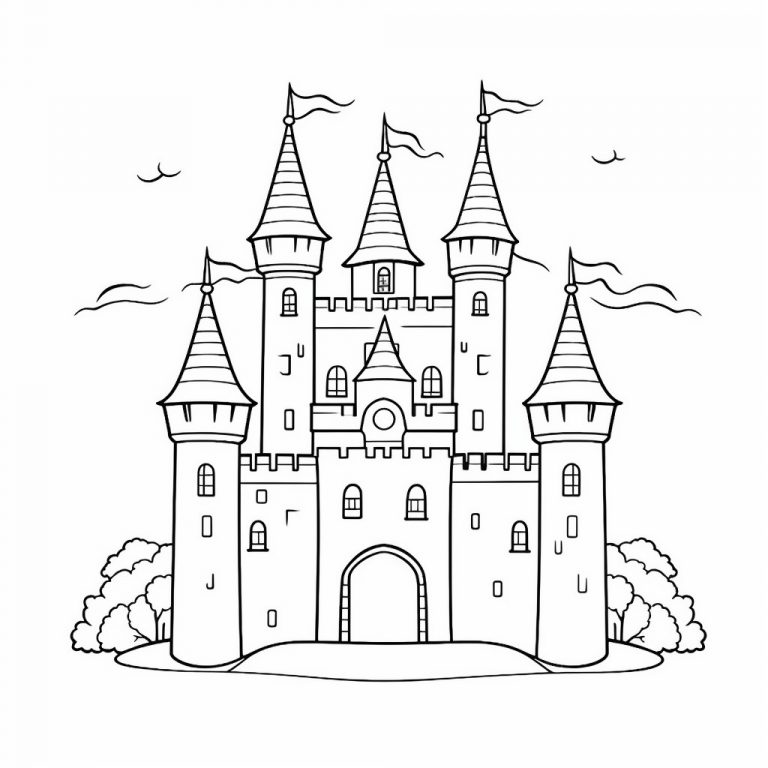 Castle pictures to color (Free + Printable) | Kokoprint.com