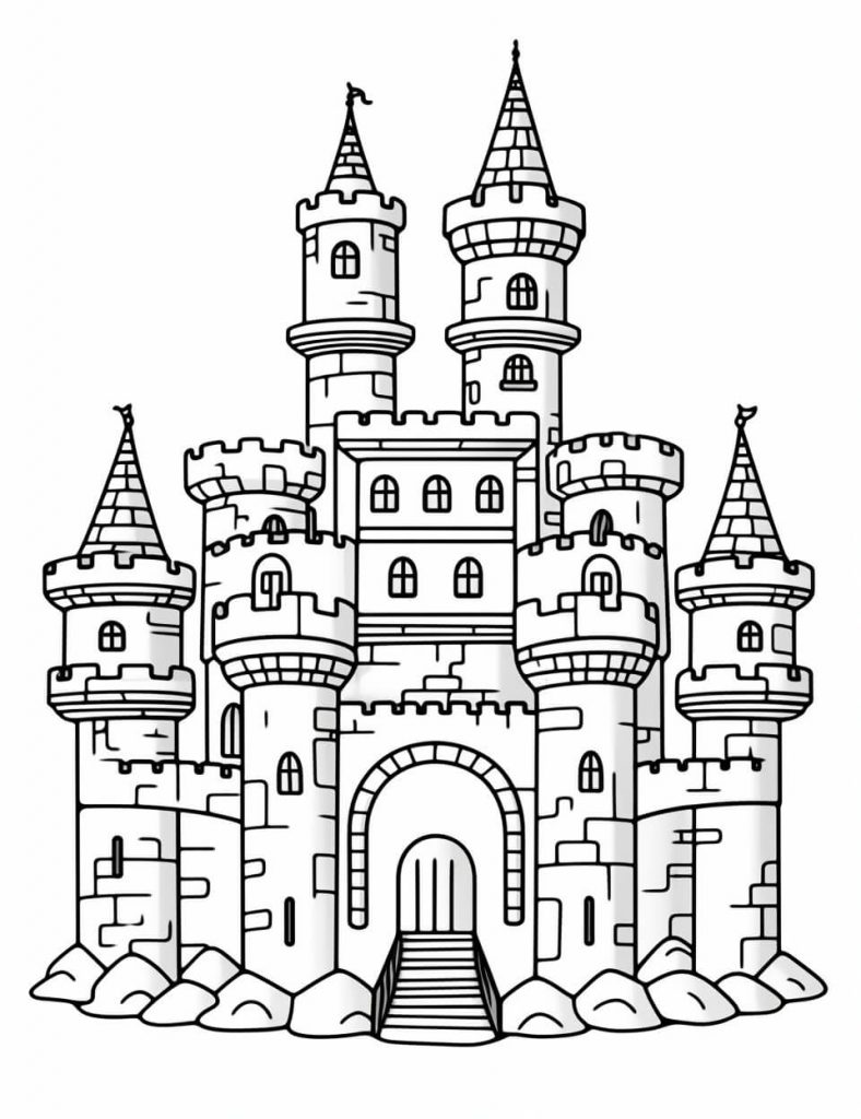 Castle pictures to color (Free + Printable) | Kokoprint.com