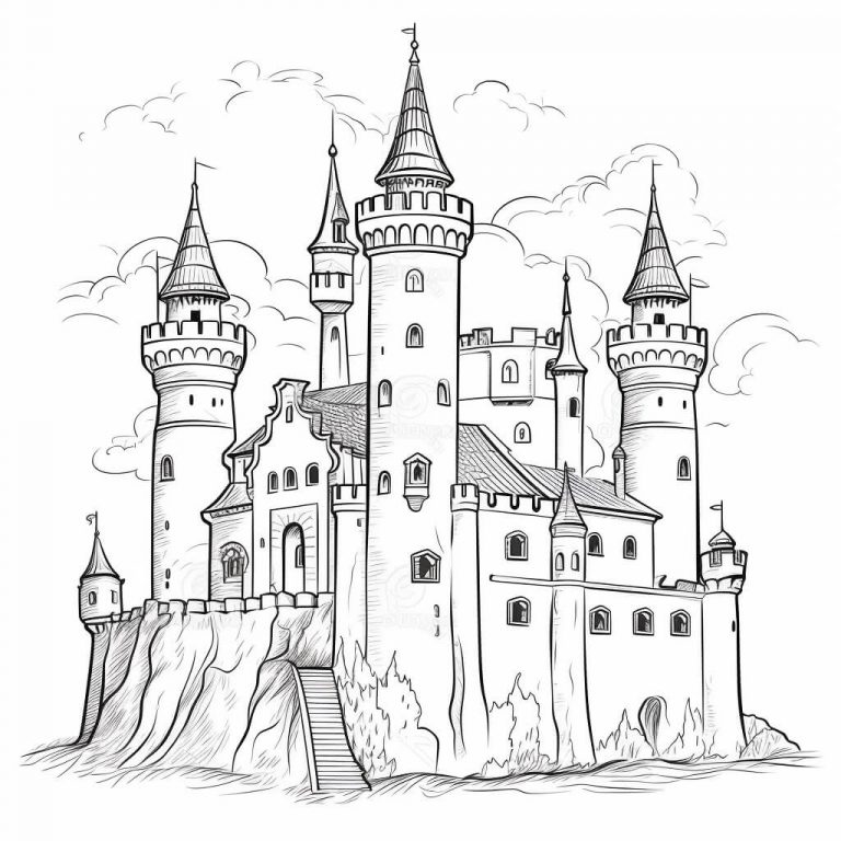 Castle pictures to color (Free + Printable) | Kokoprint.com