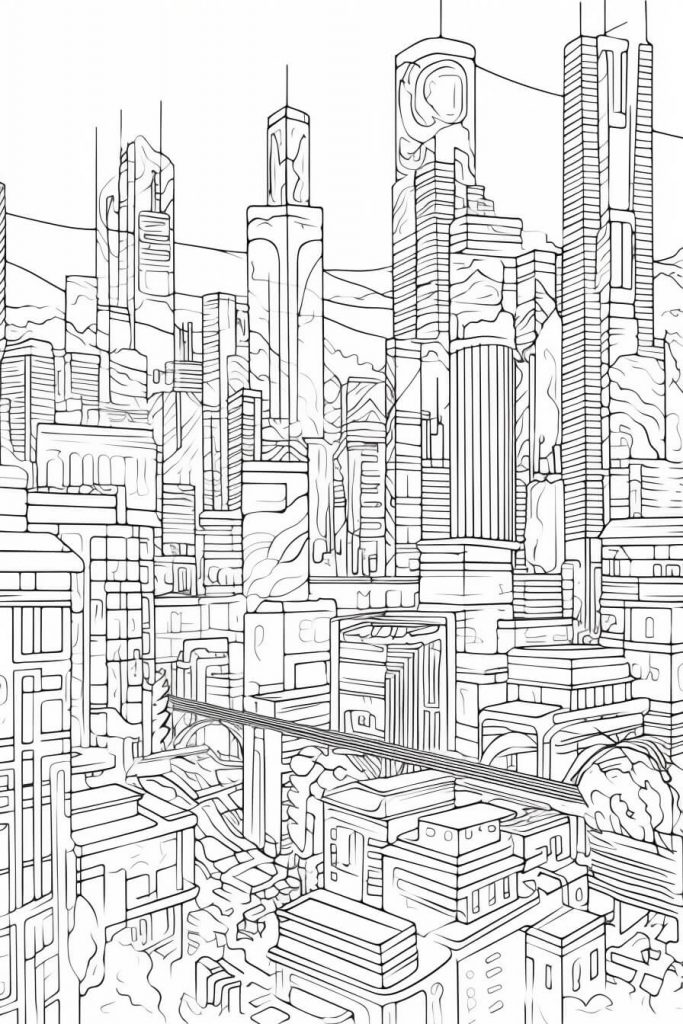 Cityscape Colouring Sheet (Free and Printable)