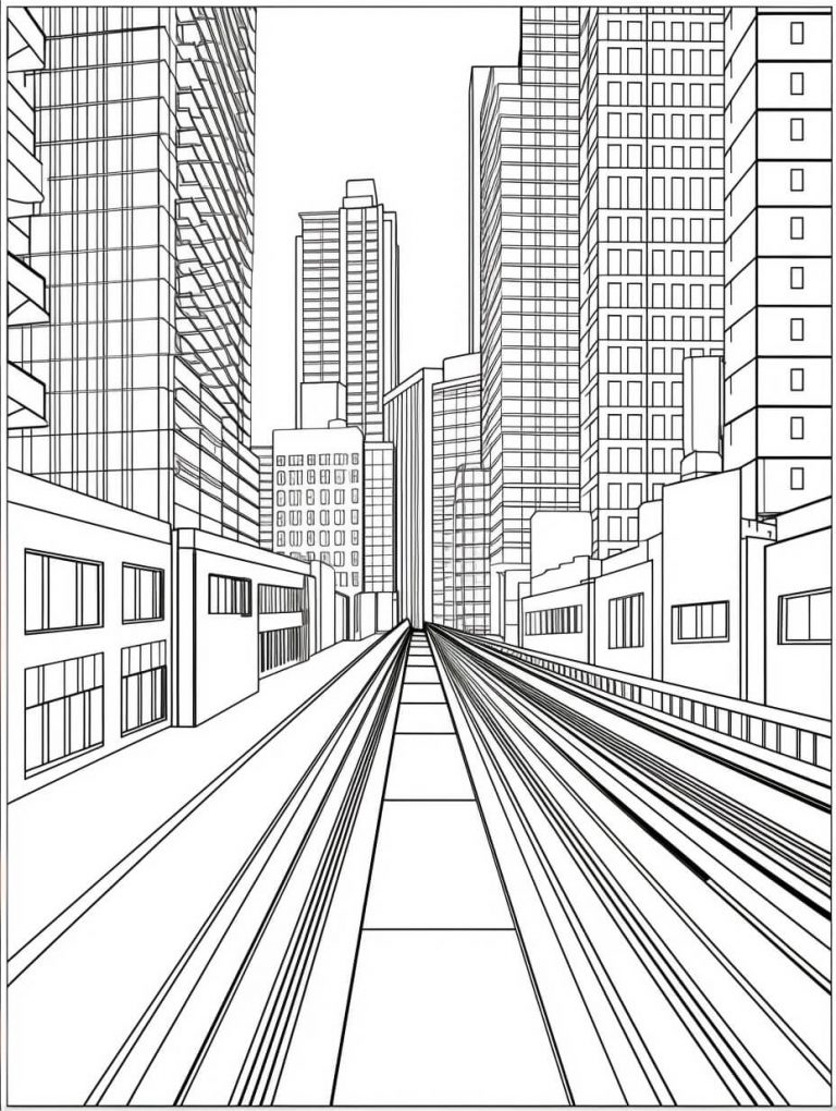 Cityscape Colouring Sheet (Free and Printable)