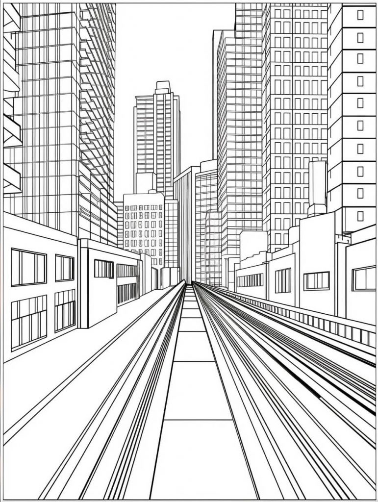 Cityscape Colouring Sheet (Free and Printable)