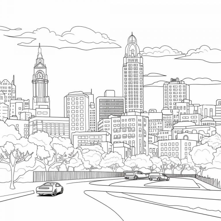 Cityscape Colouring Sheet (Free and Printable)