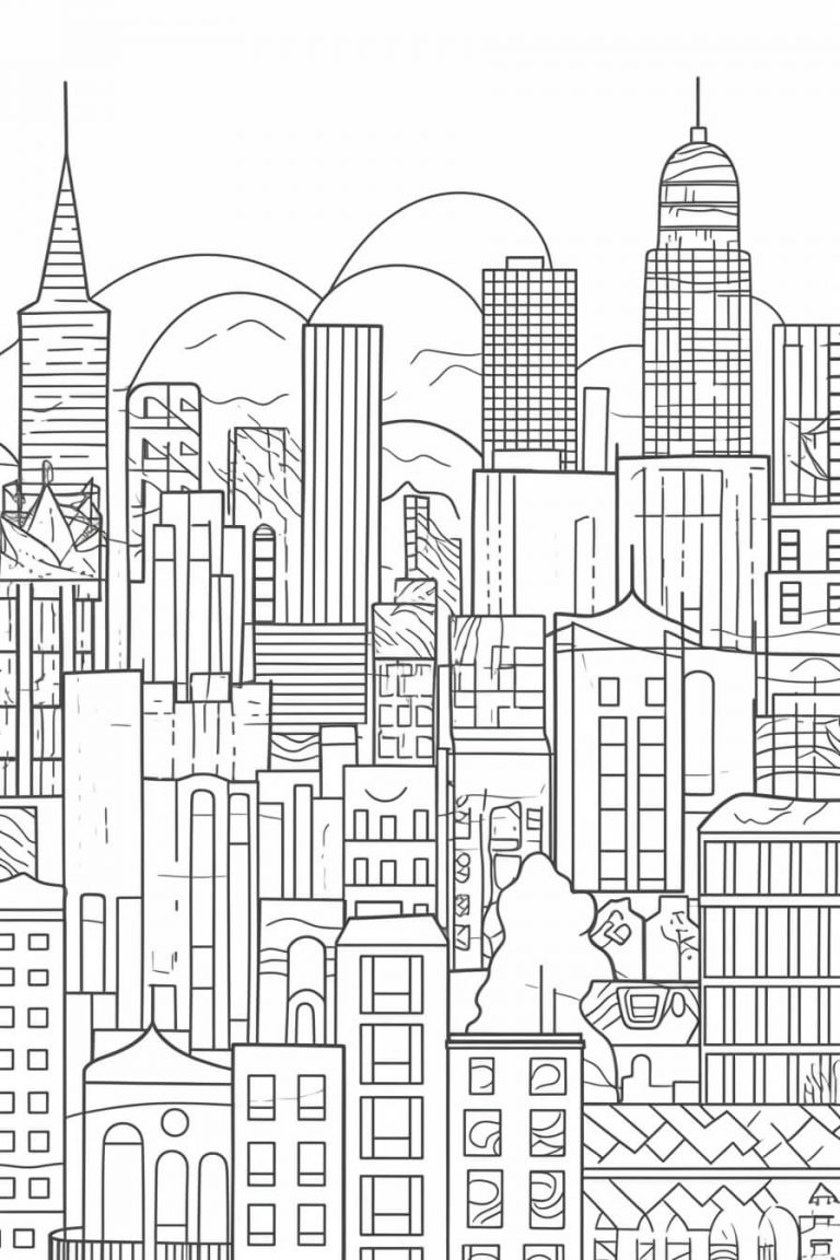 Cityscape Colouring Sheet (Free and Printable)
