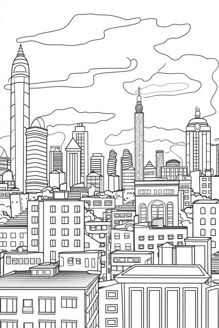 Cityscape Colouring Sheet (Free and Printable)