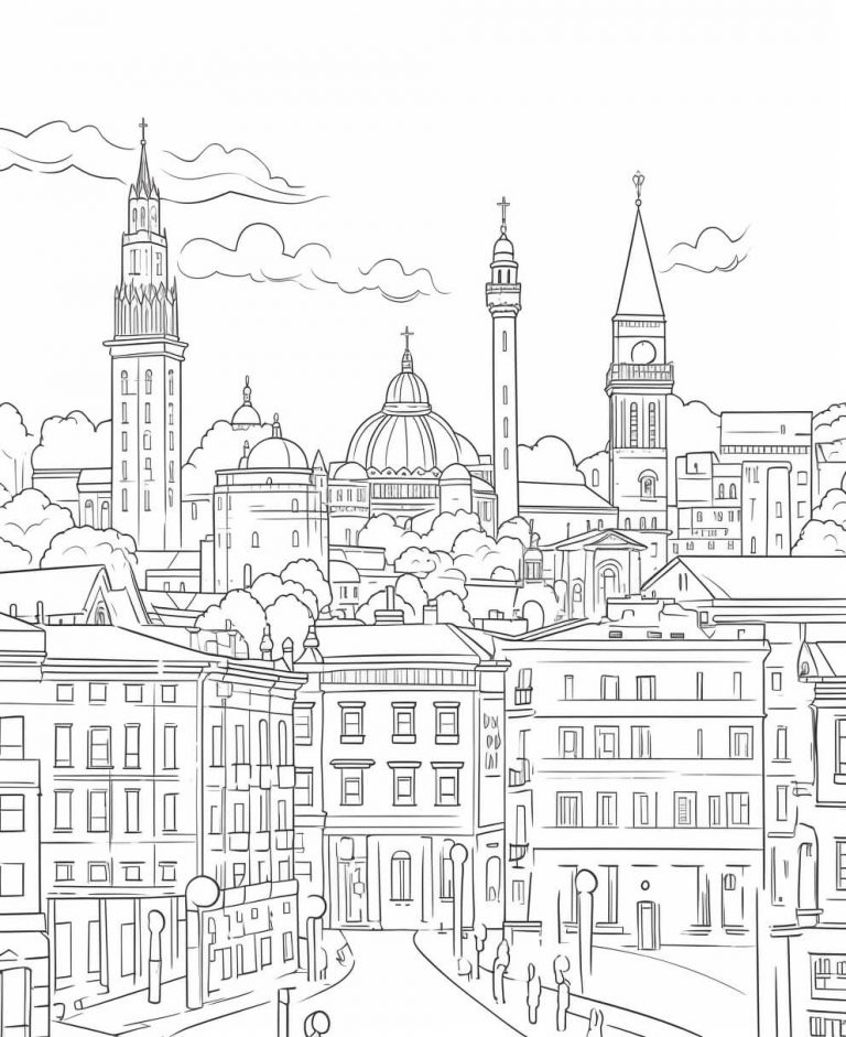Cityscape Colouring Sheet (Free and Printable)