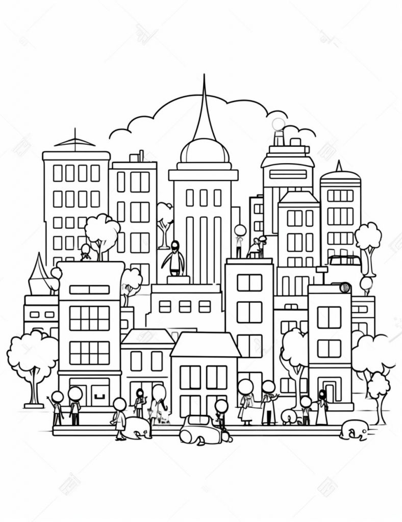 Cityscape Colouring Sheet (Free and Printable)