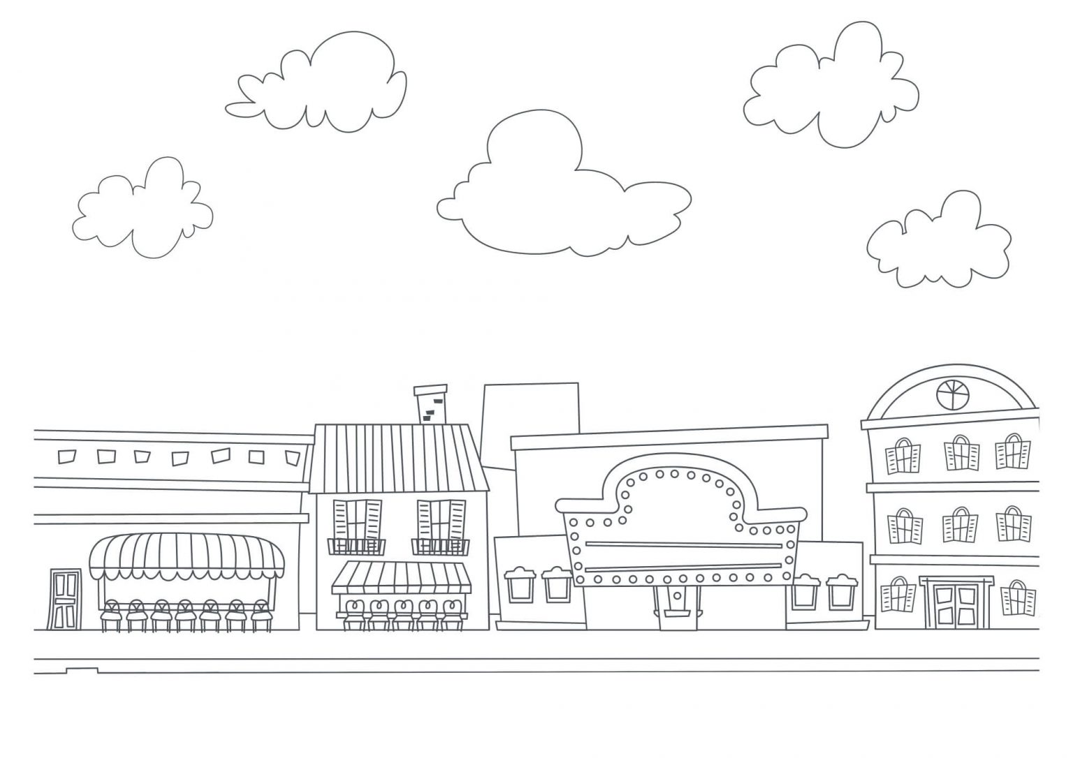 Cityscape Colouring Sheet (Free and Printable)