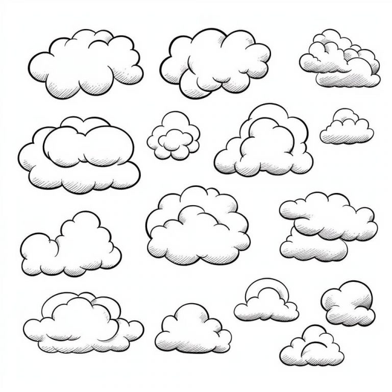 Clouds Color Sheets (Free + Printable)