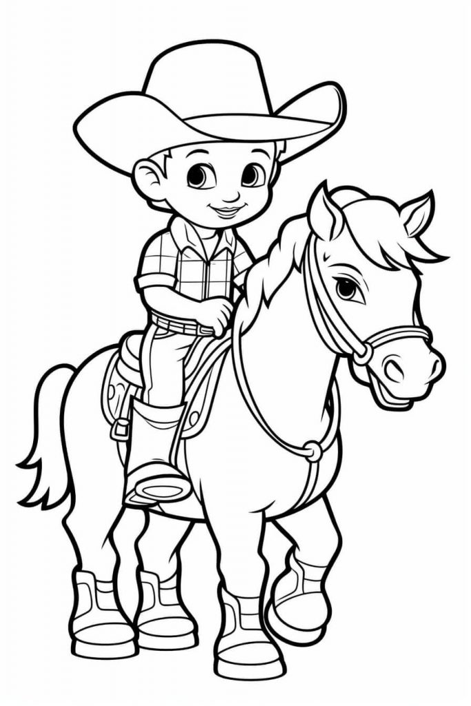 Cowboy pictures to color (free & printable) | Kokoprint.com
