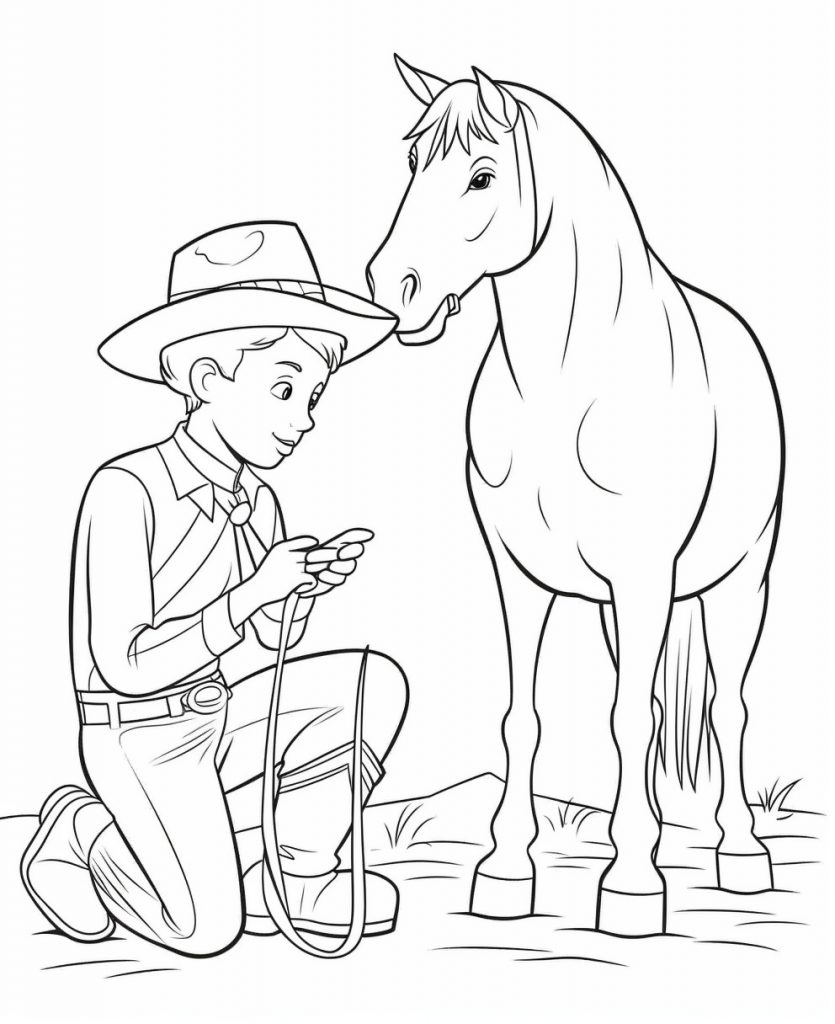 Cowboy pictures to color (free & printable) | Kokoprint.com