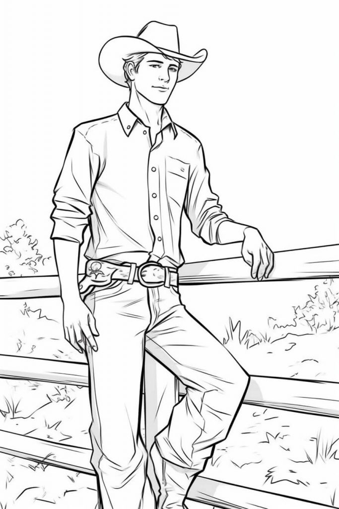 Cowboy pictures to color (free & printable) | Kokoprint.com
