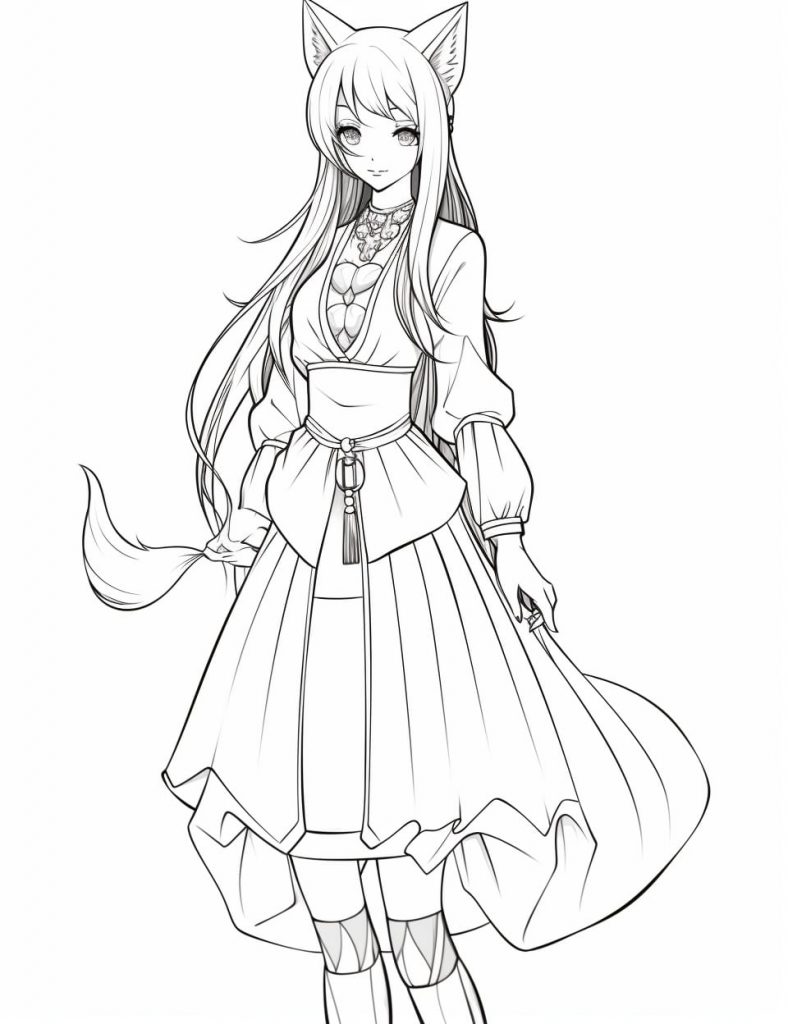 Cute Anime Color Pages (Free and Printable)