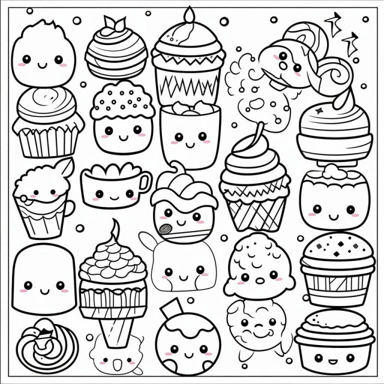 Food cute coloring pages (free & printable) | Kokoprint.com