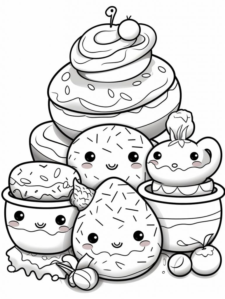 Food cute coloring pages (free & printable) | Kokoprint.com