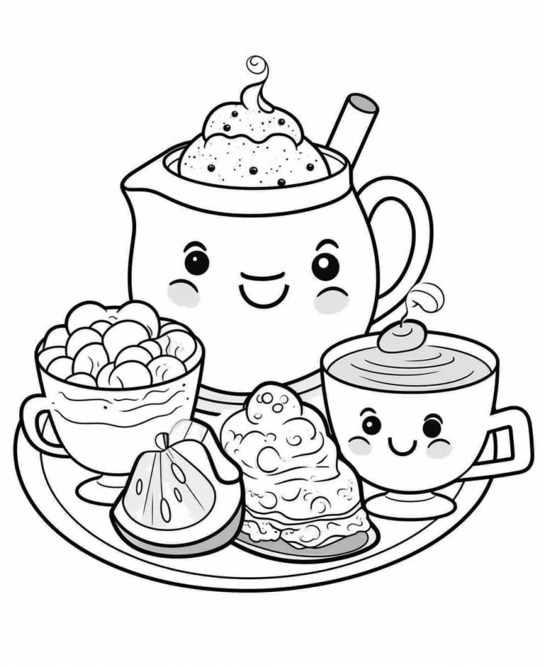 Food cute coloring pages (free & printable) | Kokoprint.com