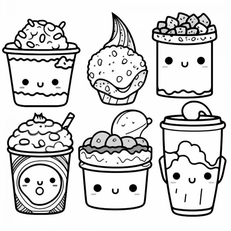 Food cute coloring pages (free & printable) | Kokoprint.com