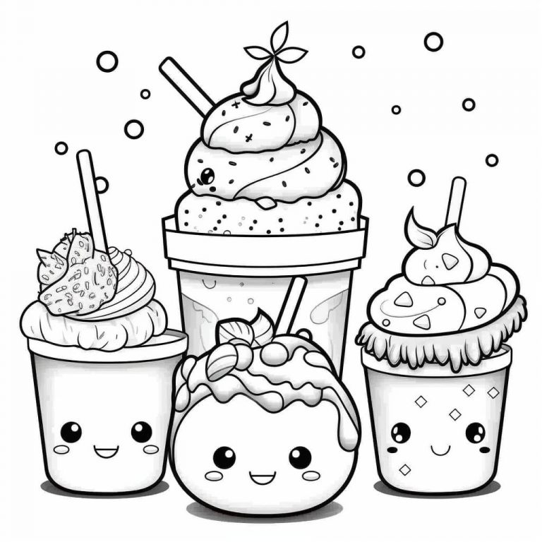 Food cute coloring pages (free & printable) | Kokoprint.com