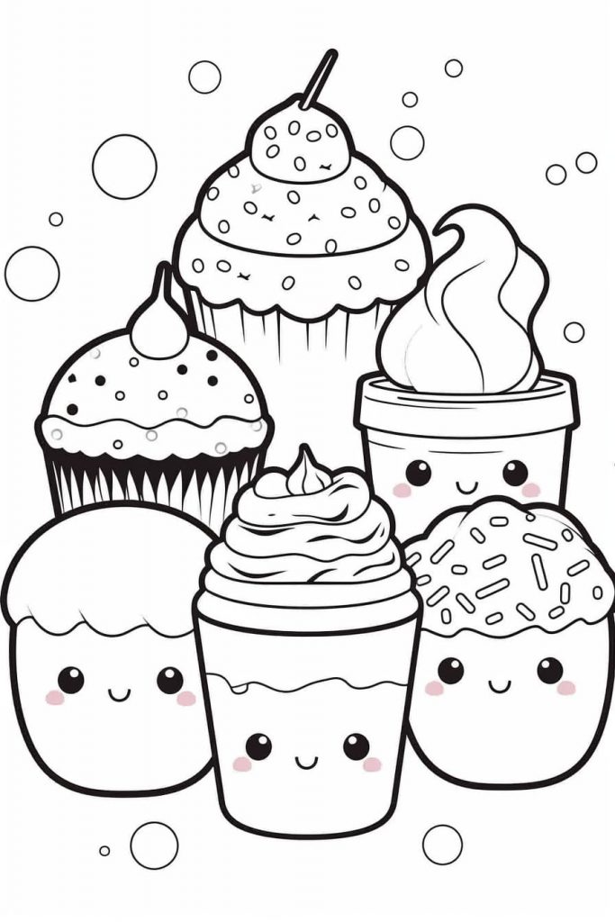 Food cute coloring pages (free & printable) | Kokoprint.com