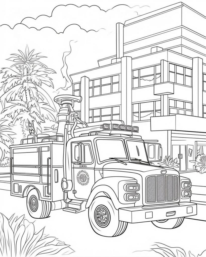 Fire Truck Color Sheet (Free + Printable)