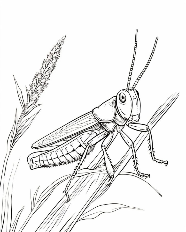 Grasshopper Coloring Sheets (Free + Printable)