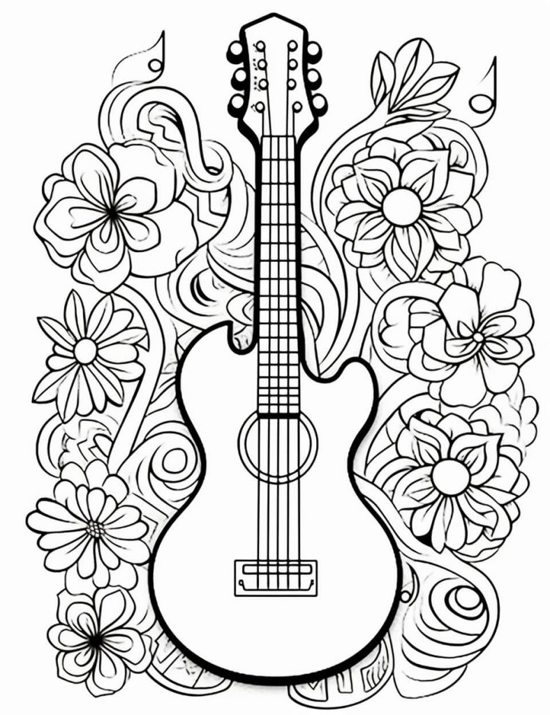 Guitar Coloring Sheets (Free & Printable)